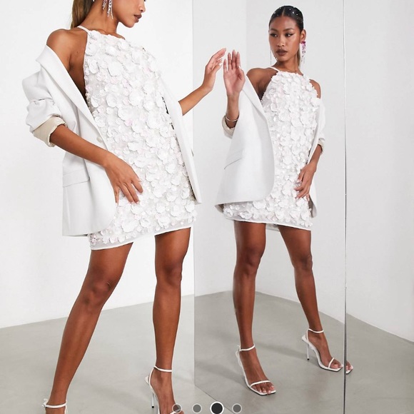 ASOS | Dresses | Asos Backless Mini Dress In 3d Embellished Floral In ...
